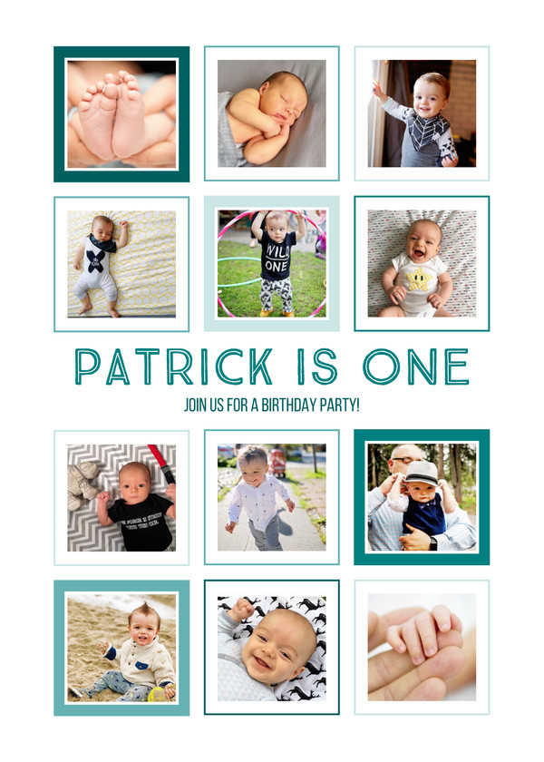 Birthday Boy Collage - Boys Birthday Party Invitations