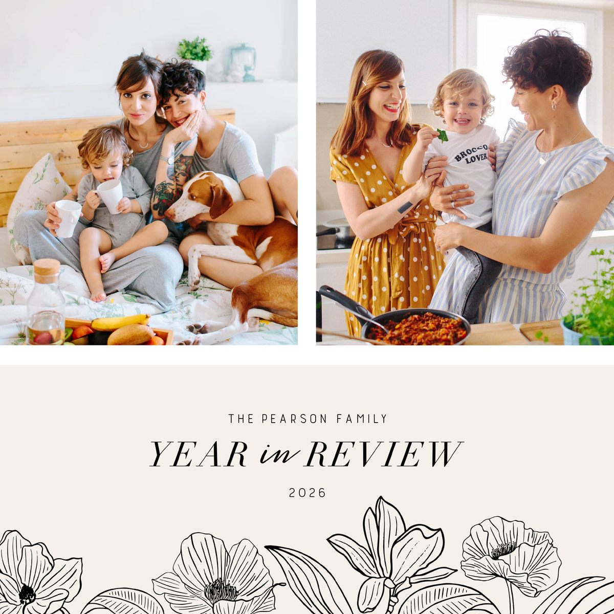 Modern Floral Year in Review Calendar - Custom Calendars