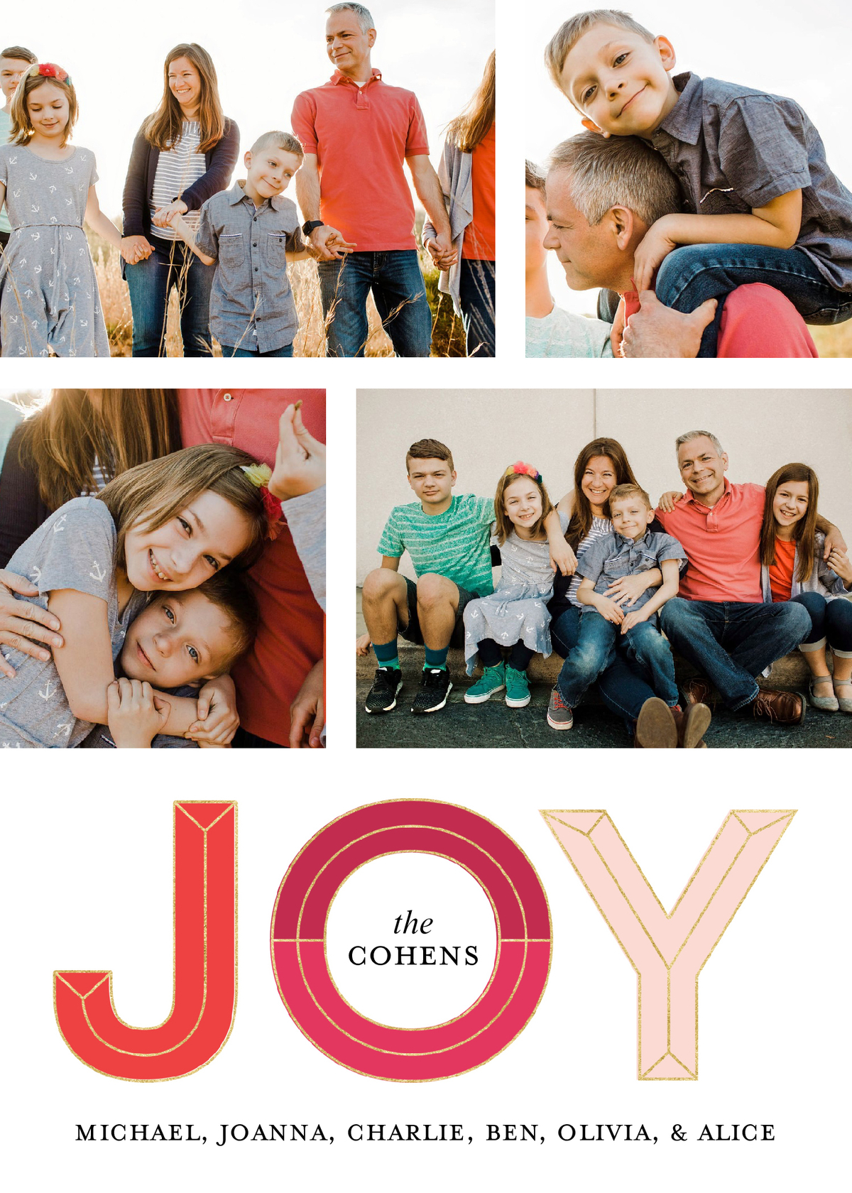 Colorful Joy Collage - Holiday Photo Cards