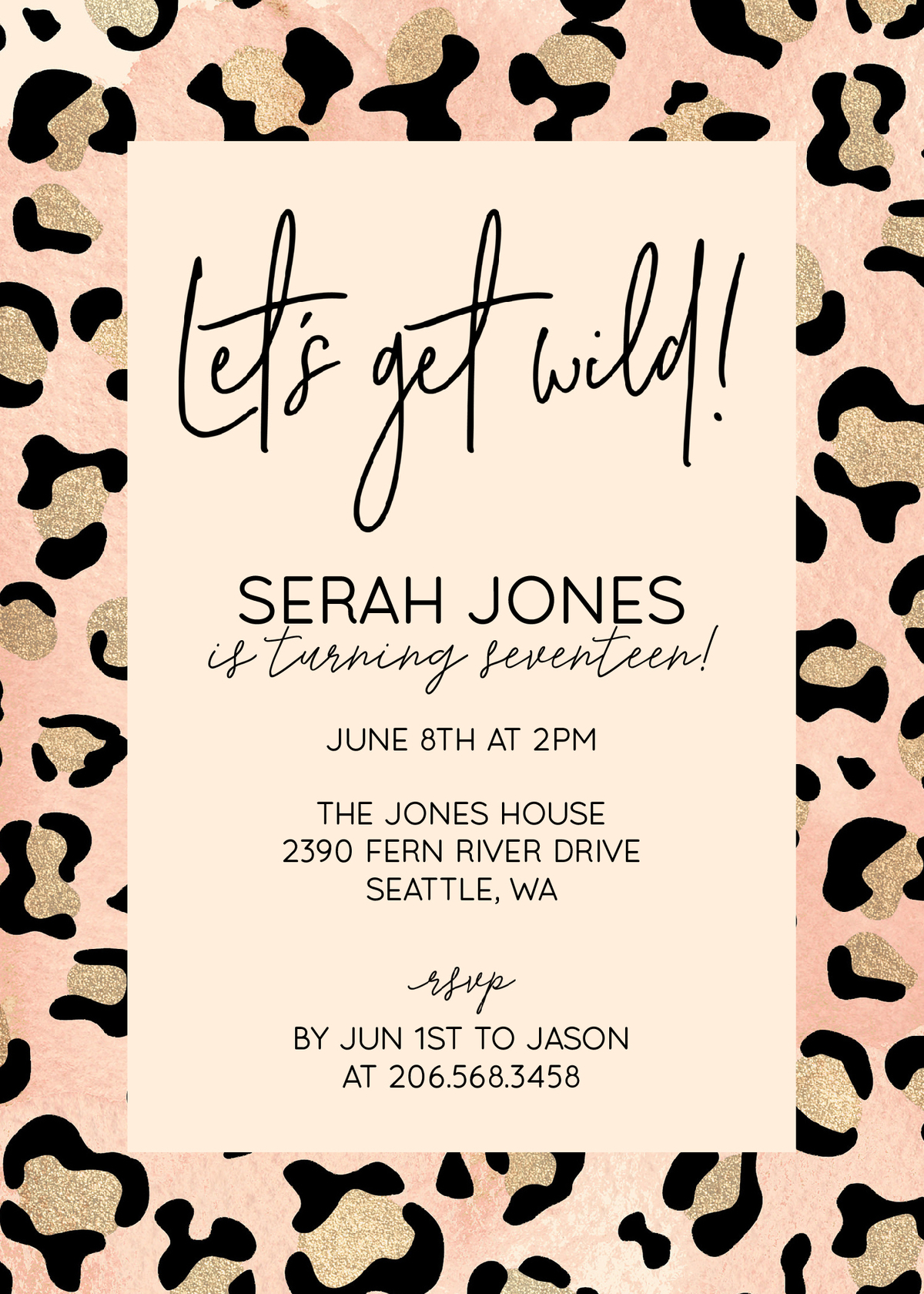 Animal Print Birthday Invitation Printable Templates